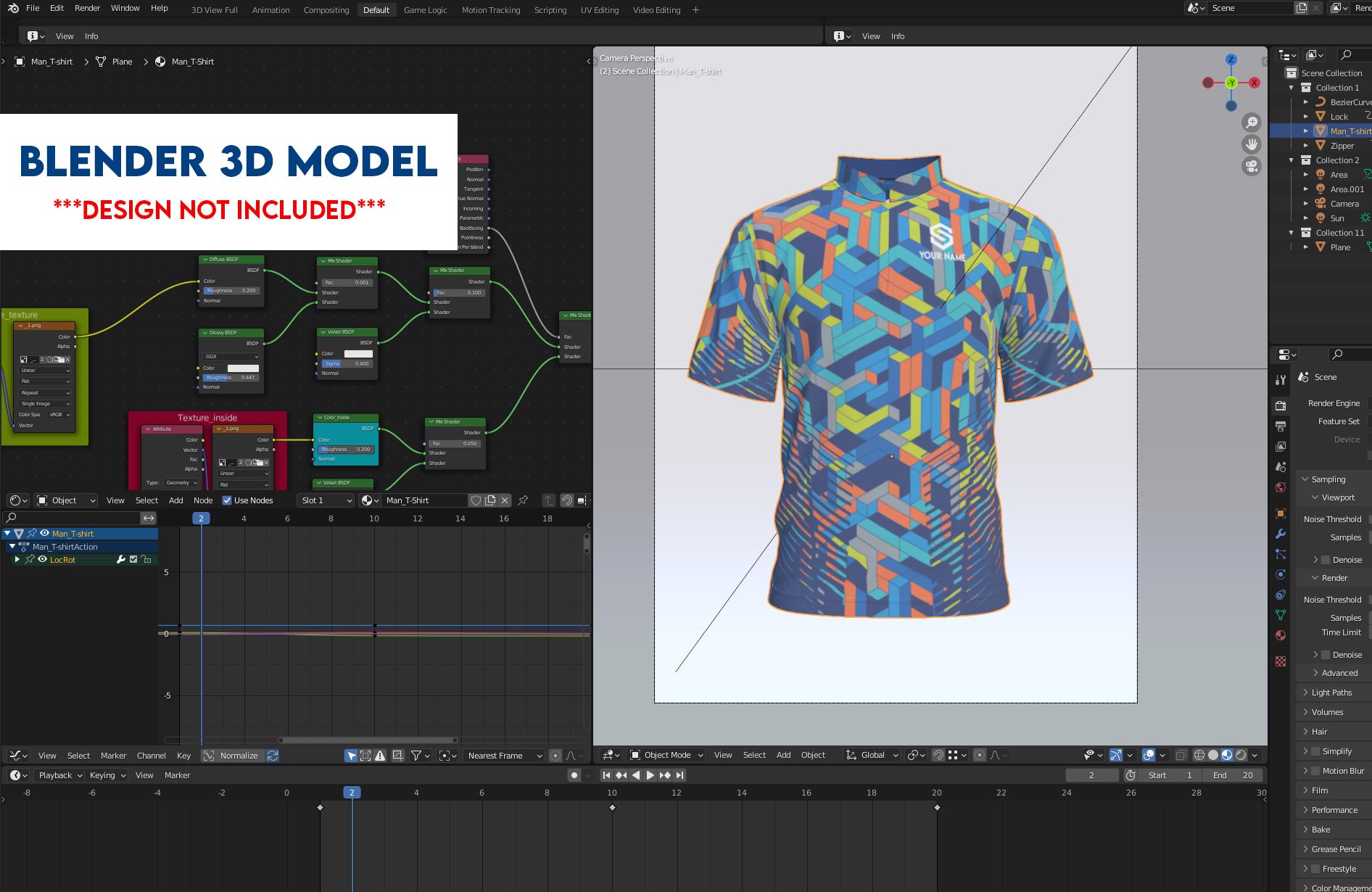 Jersey 3D Model - Blender - Etsy