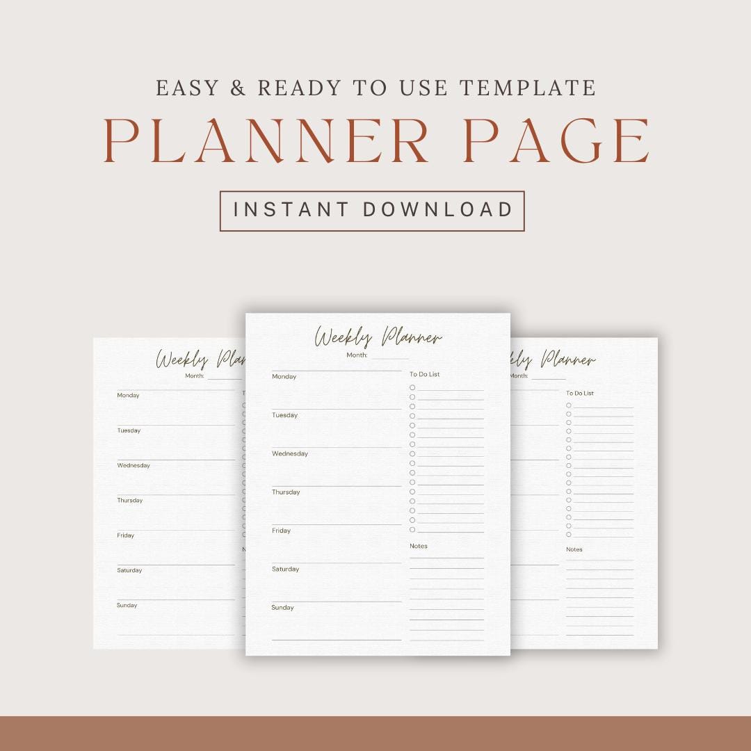 Printable Weekly Planner Template, Weekly Schedule, Weekly Agenda ...