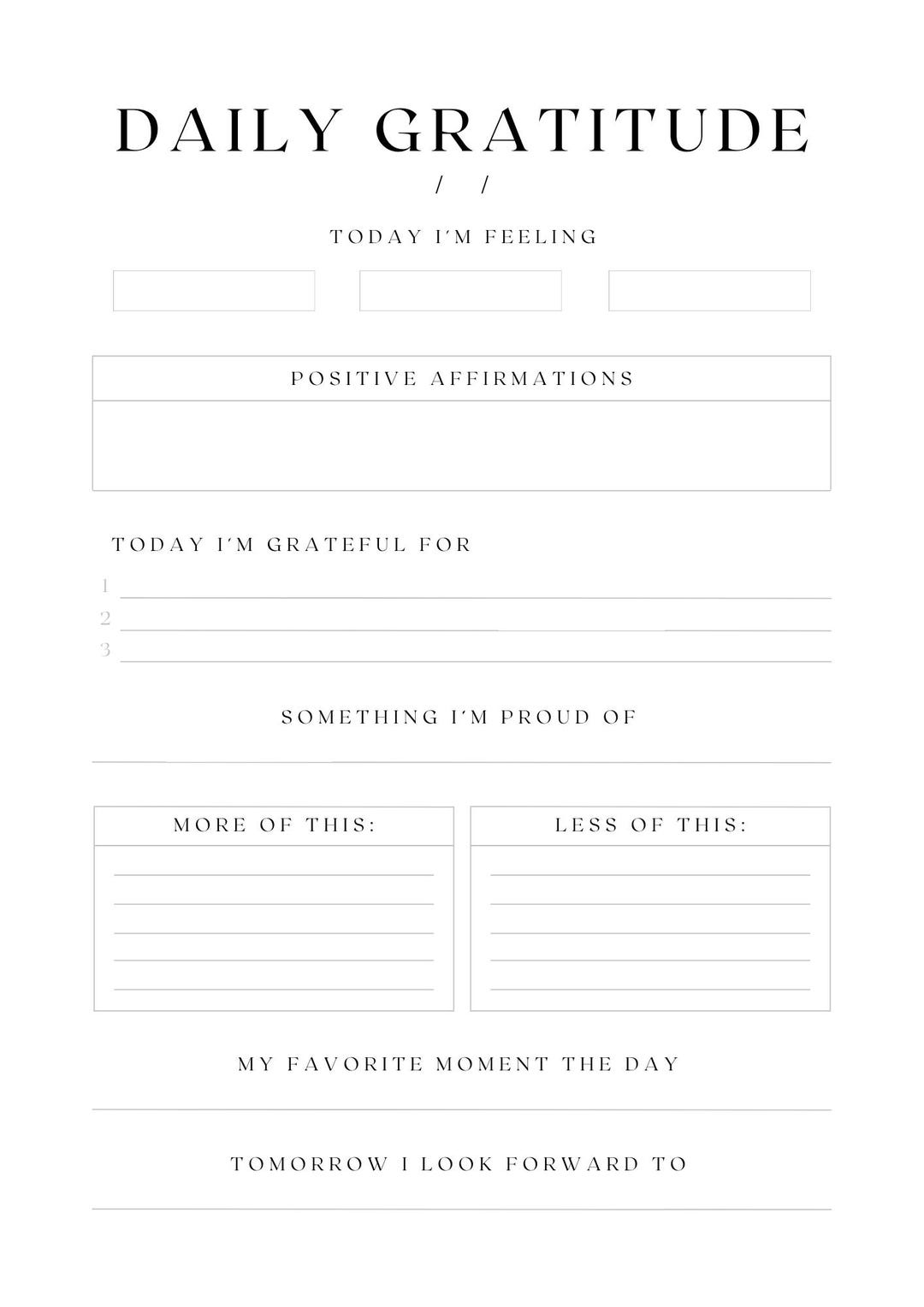 Simple Gratitude Journal Printable Template, Gratitude Notebook ...