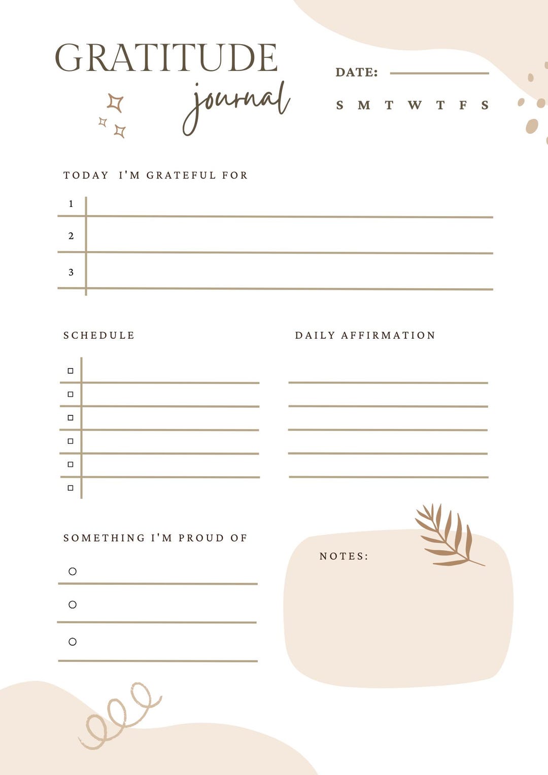 Weekly Gratitude Journal Printable Template, Thankfulness Journal ...