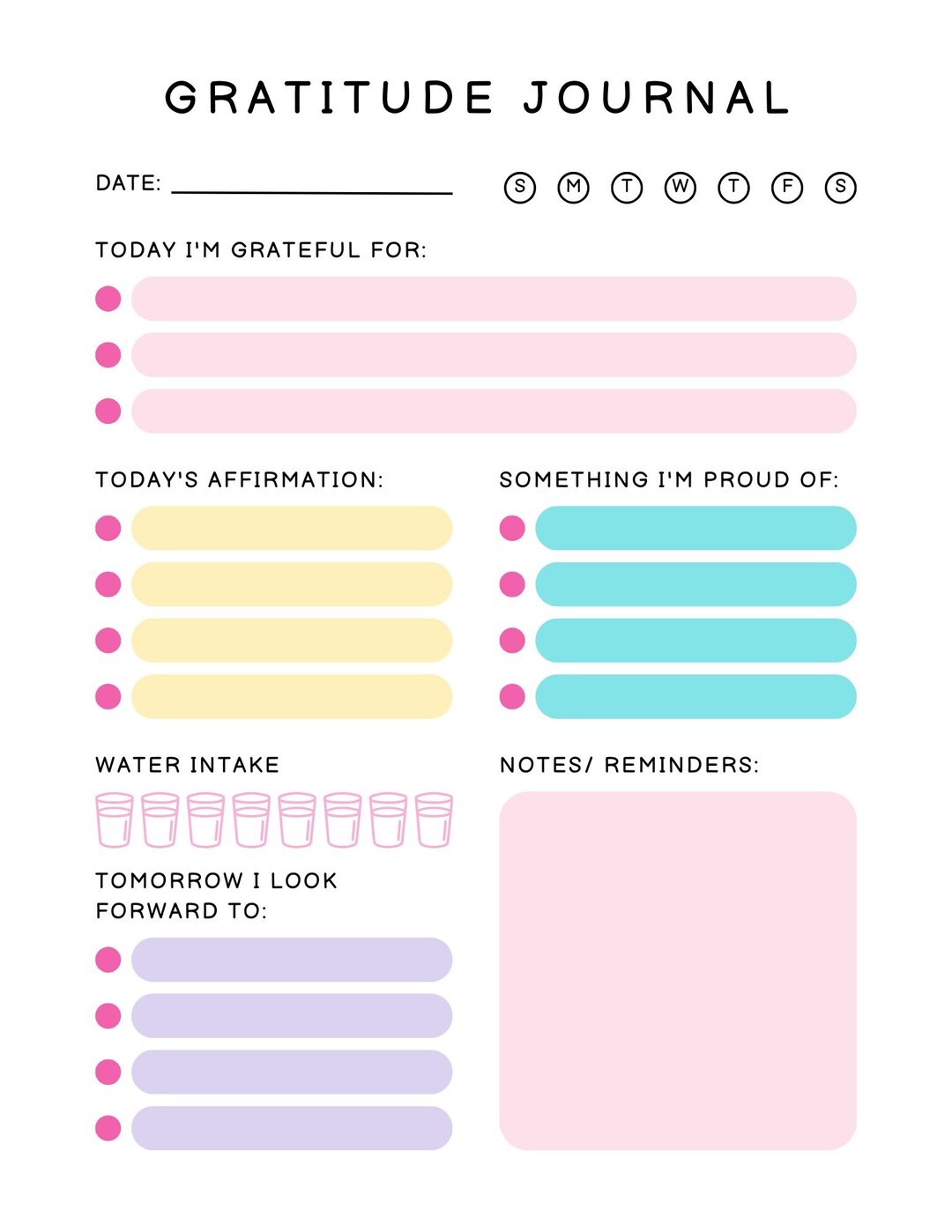 Simple Gratitude Journal Printable Template, Gratitude Notebook ...