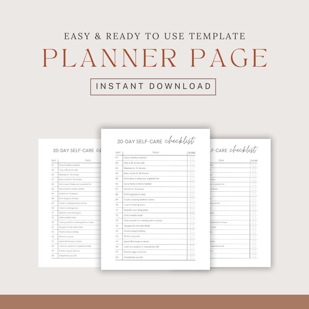 Weekly Self Care Tracker Printable, Daily Self Care Checklist, Routine ...