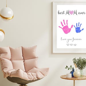 Printable Mother's Day Craft | Handprint Art for Mom | Best Mom Ever ...