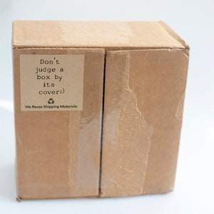 Don't Judge a Box by Its Cover | 12 Kraft Stickers | Reuse and Recycle ...