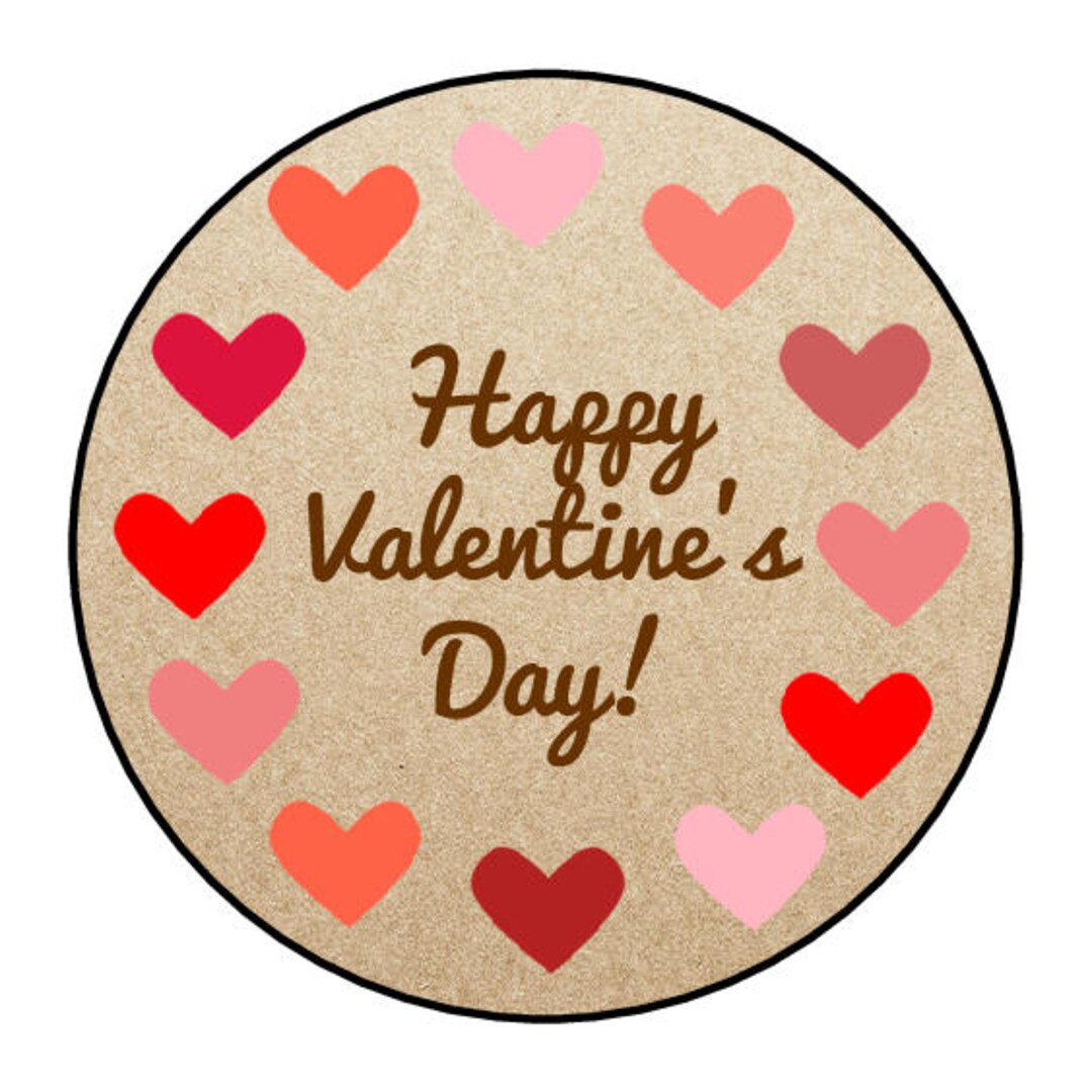 Happy Valentine's Day Circle Stickers 1.67 In Set of 24 - Etsy