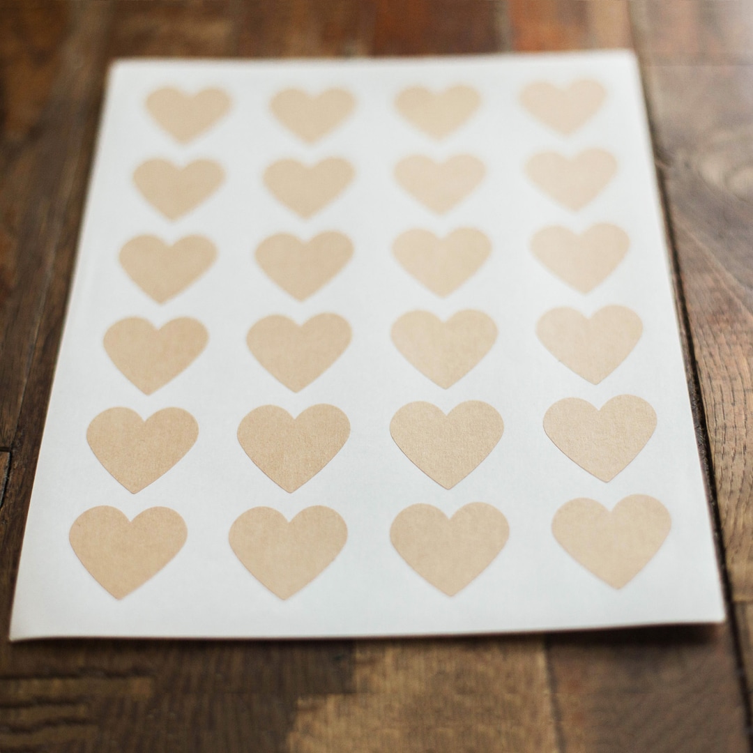 Kraft Heart Labels- 1.5 in X 1.5 In- Set of 24-planners, Scrapbooking ...