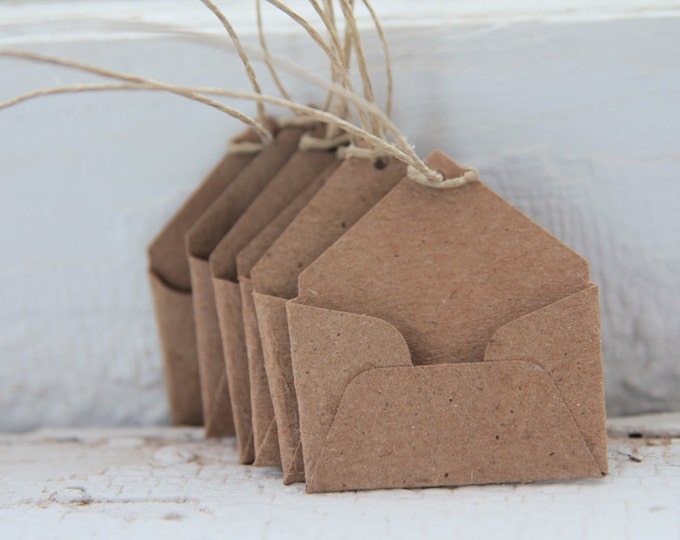 White Mini Envelope Tags Set of 9 With Hemp String- as Seen in Better ...