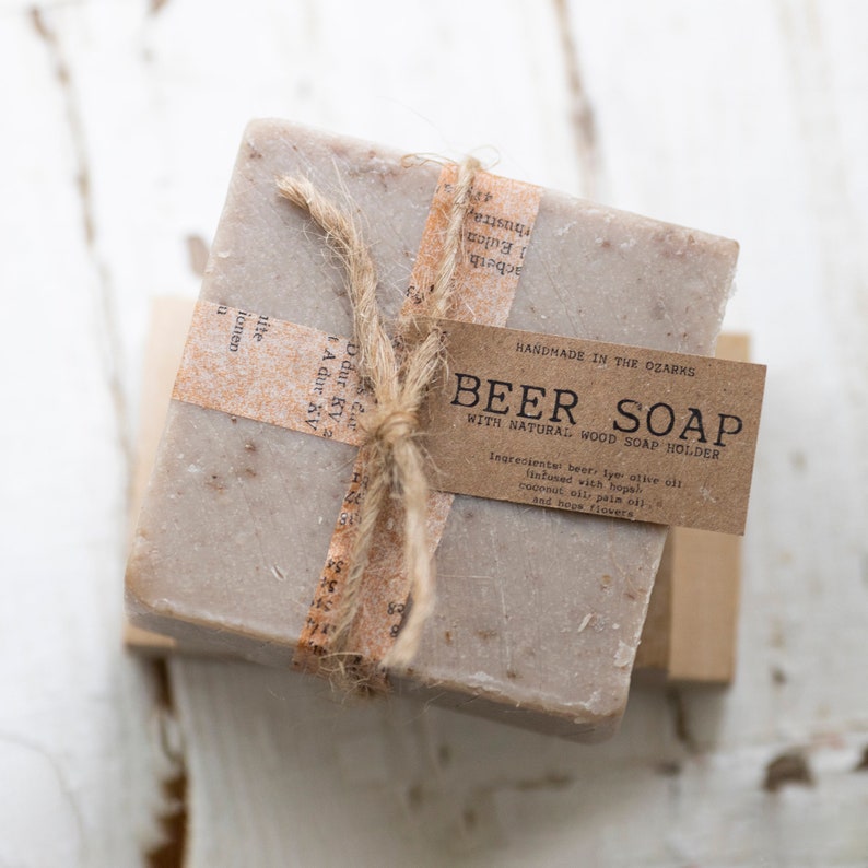 Beer Soap Gift Set | Handmade Soap, Wood Holder, Natural Detox - Etsy