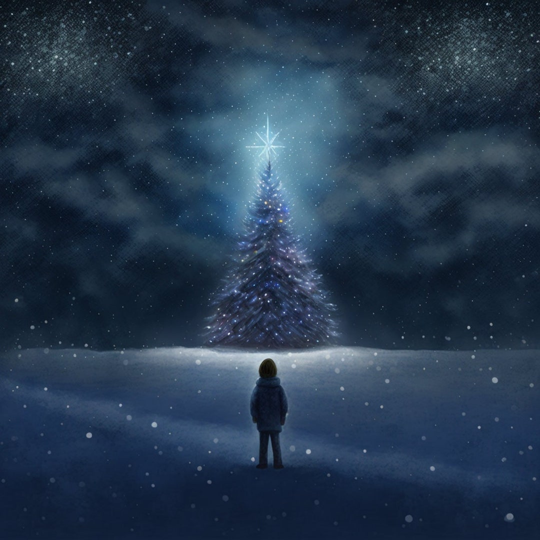 Silent Moonlit Night Christmas Tree Print – AI Art Holiday Decor - Etsy