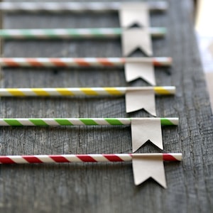 Paper Straws With Kraft Flag - Set of 24 - Custom Printing -great for ...