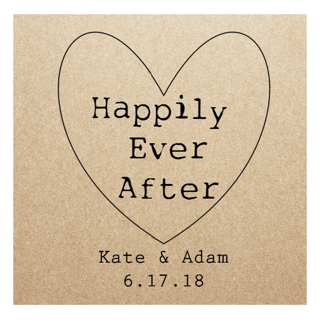 Kraft Wedding Sticker Labels - Happily Ever After, Custom 2" (set of 20 ...