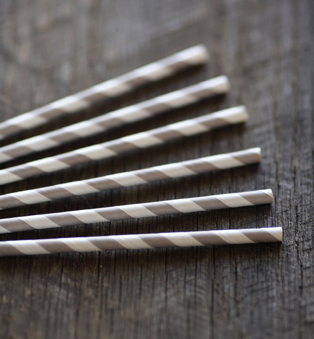 Soft Grey- Paper Straws- Set of 12 - Etsy