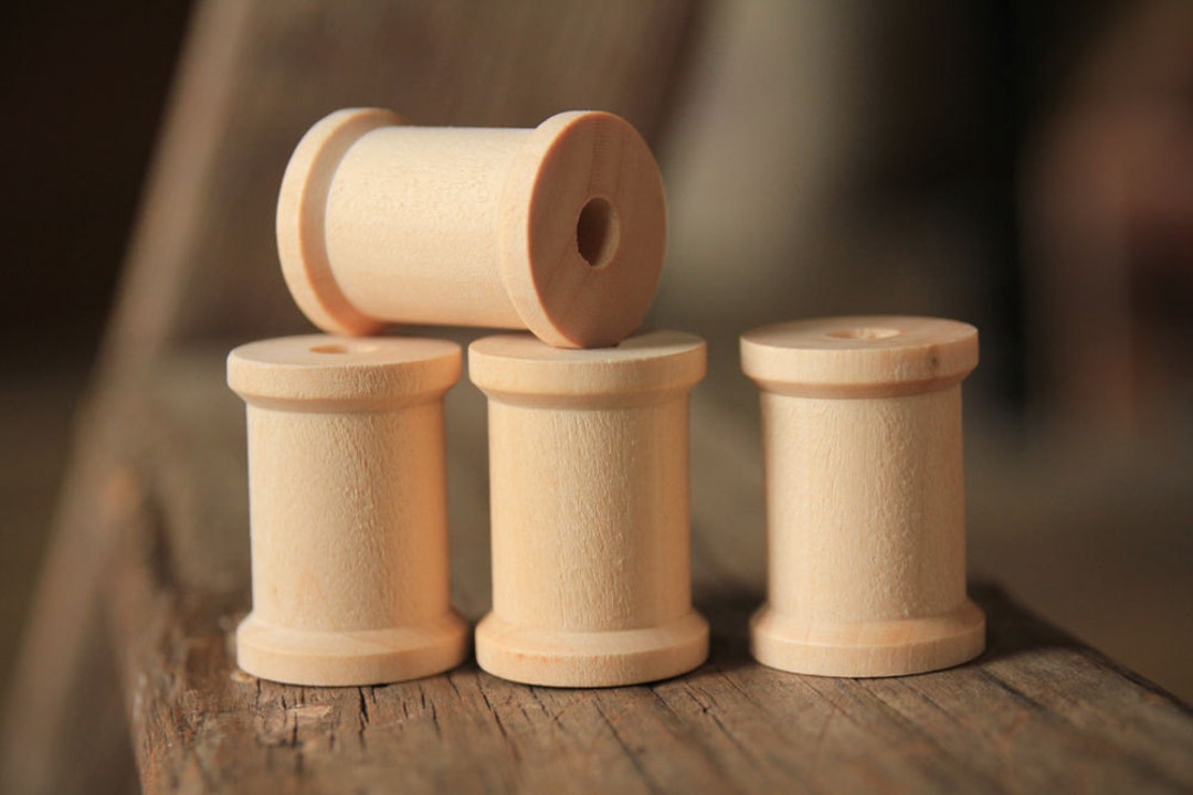 30 Natural Wooden Spools 1 3/16 X 7/8 | Sewing Supply | Decorative ...