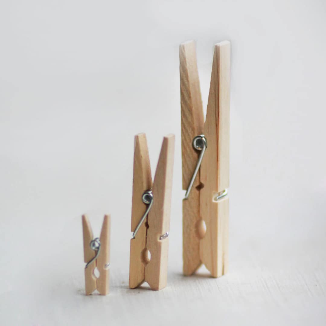Small Natural Wooden Clothespins Set of 12 - {pictured in the Middle ...