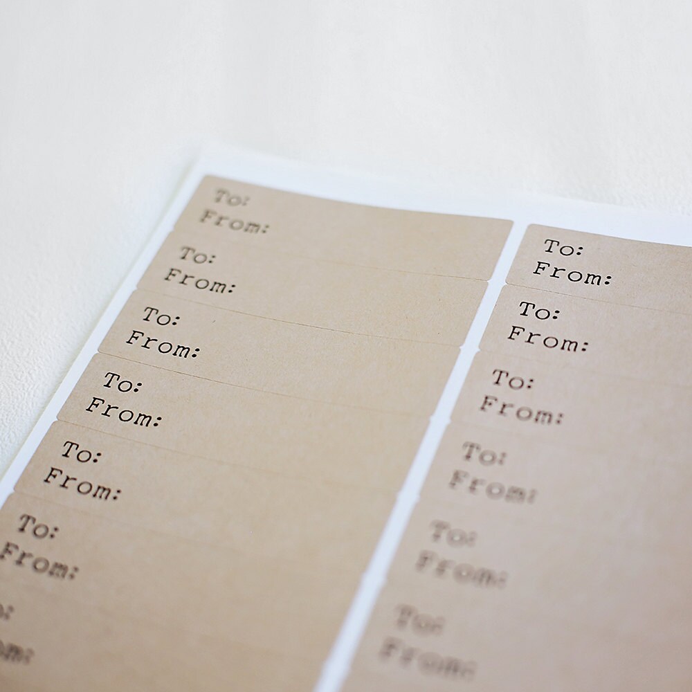 Set of 20 Kraft Stickers TO & FROM | Etsy