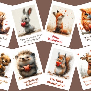 Printable Woodland Animal Valentine Cards – Kids' Valentines (digital ...