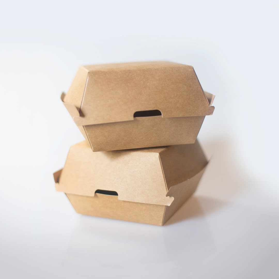 100 Kraft Burger Box - 4.3 X 3.9 X 3.1" - Hamburger - Sandwich Box ...