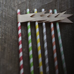 Paper Straws With Kraft Flag - Set of 24 - Custom Printing -great for ...