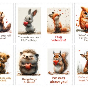 Printable Woodland Animal Valentine Cards – Kids' Valentines (digital ...