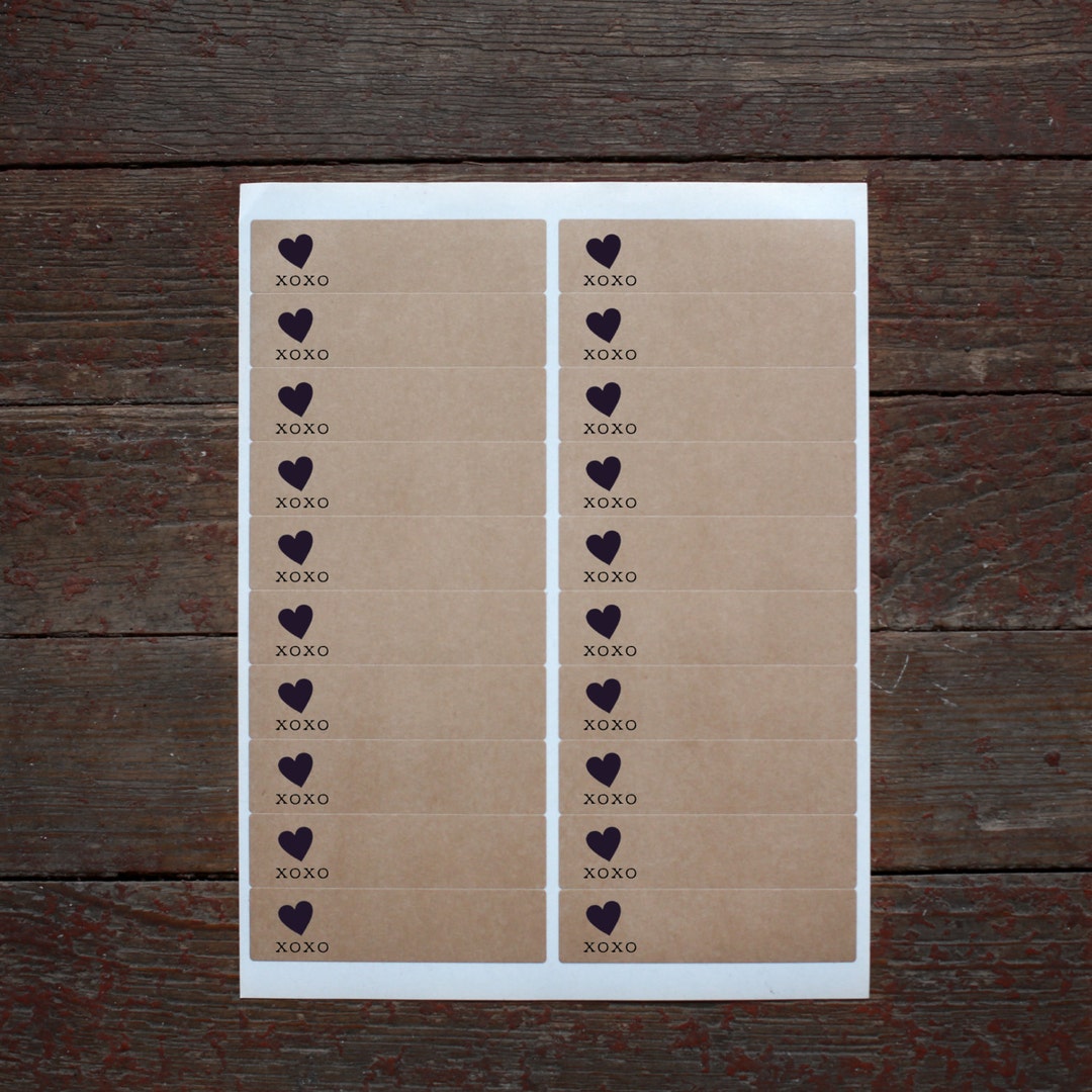 XOXO - 40 Valentine Kraft Labels - Etsy