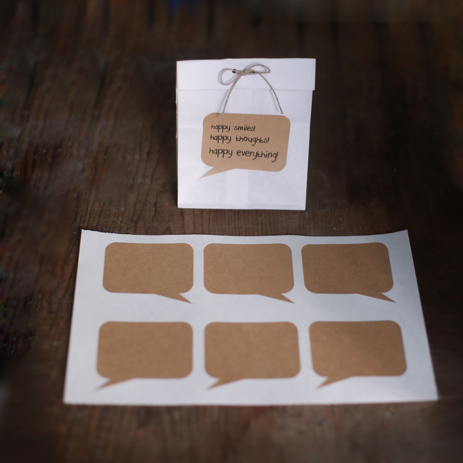 Set of 12- Blank Kraft Word Balloon Stickers - Etsy