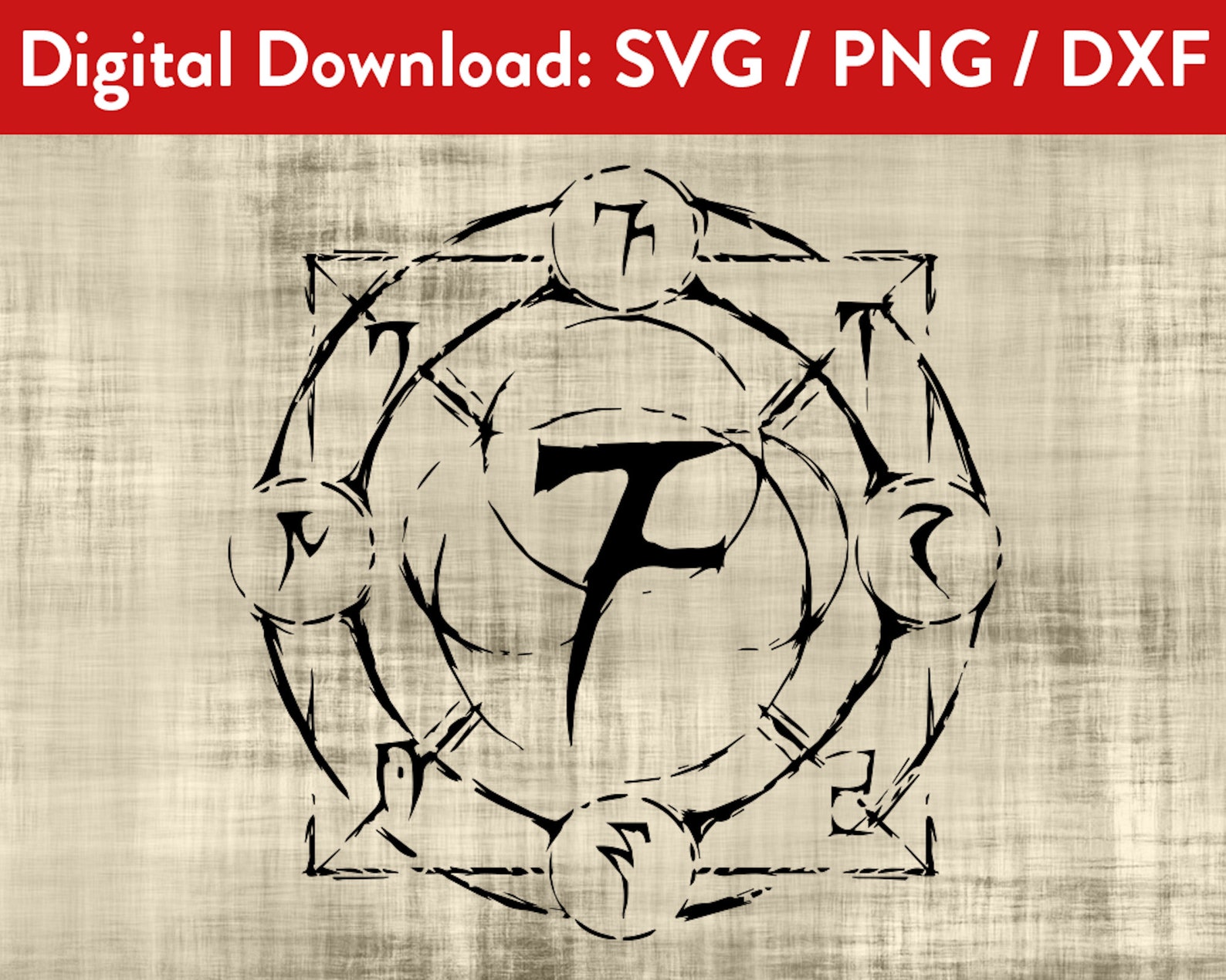 Elder Scrolls Fire Magic Sigil SVG PNG DXF Skyrim - Etsy