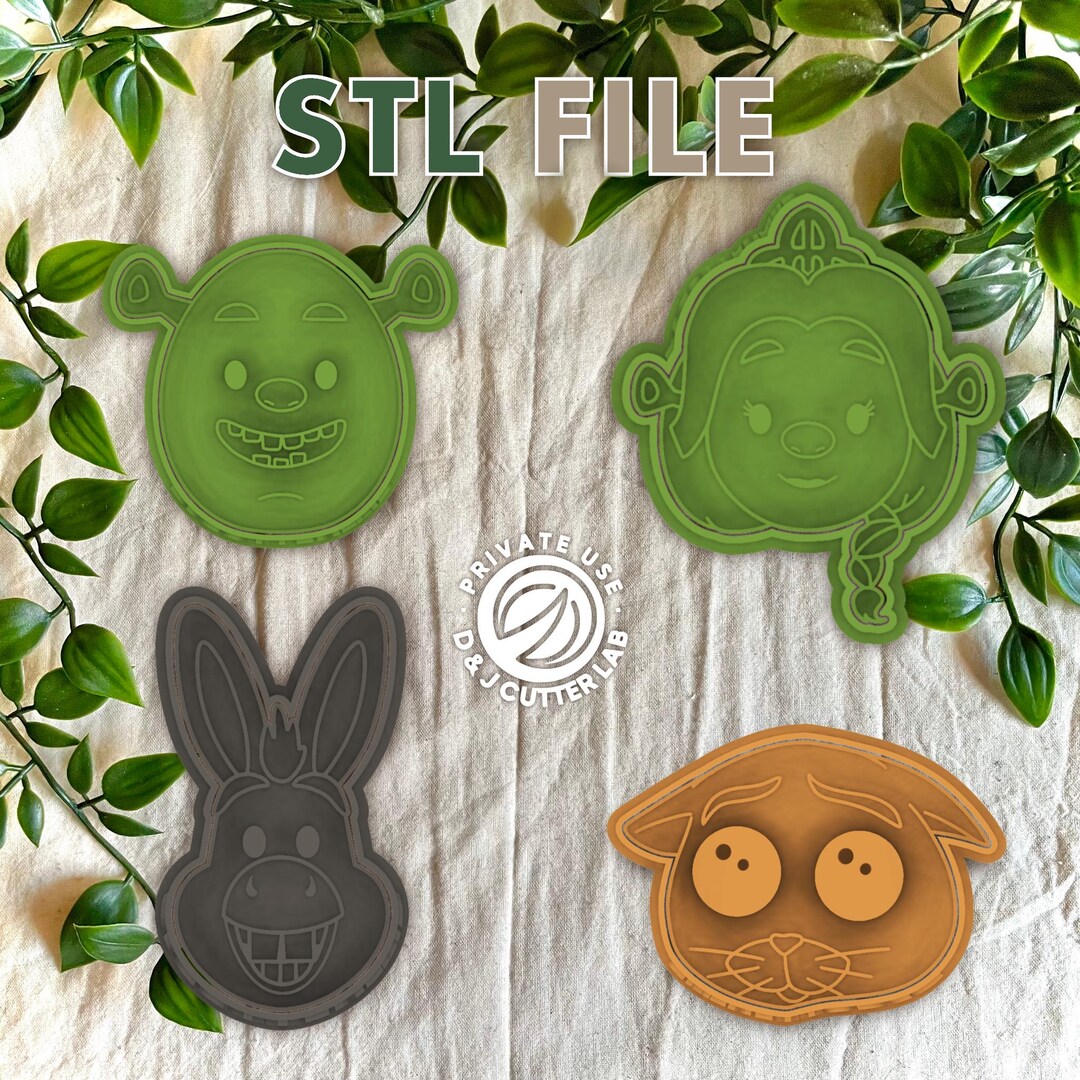 Shrek STL Cookie Cutters Digital Download - Fiona, Donkey, Puss in ...