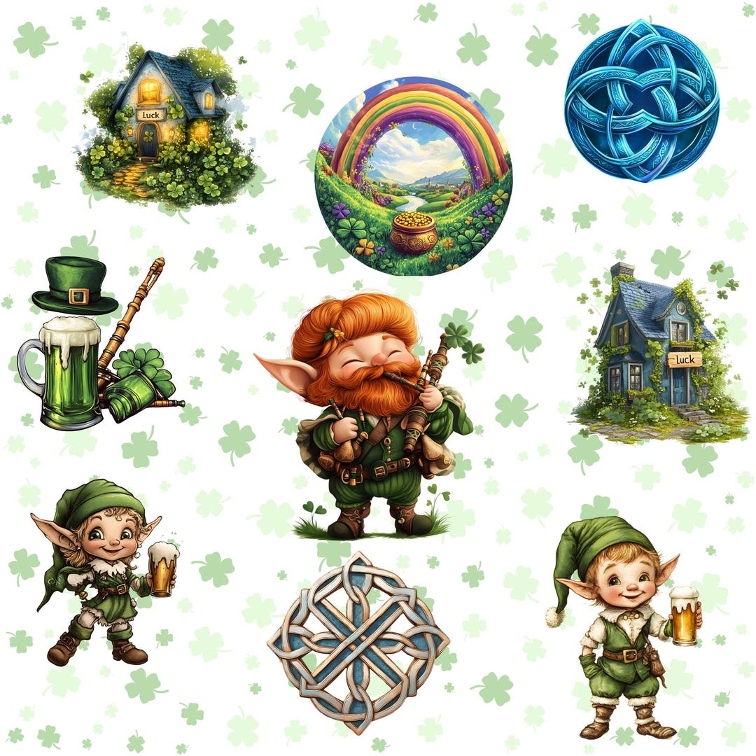 Saint Patrick's Day Clipart Bundle, Festive Png Graphics, St Patrick's Graphics, Transparent ...