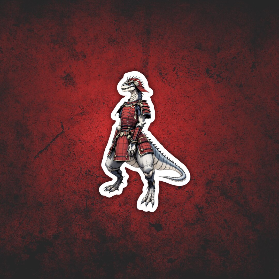 Raptor Samurai Sticker: Fierce Dinosaur Warrior Art - Etsy