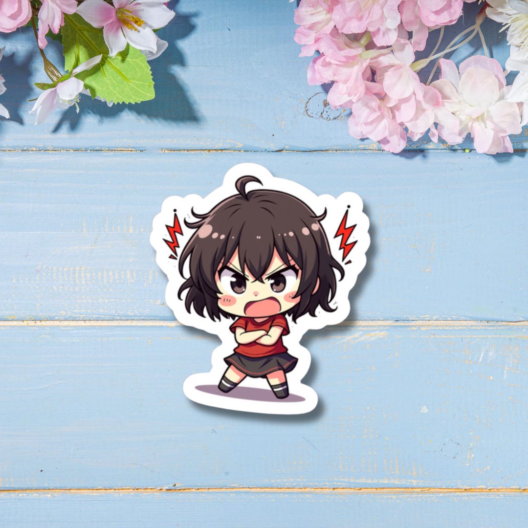 Angry Chibi Sticker: Kawaii Anime Character, Funny Mood - Etsy