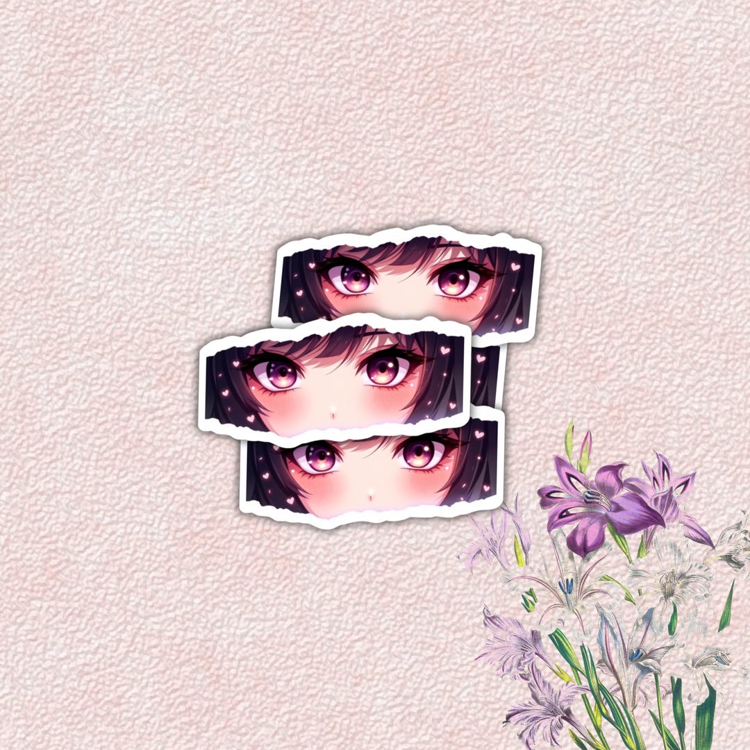 Kawaii Anime Eyes Sticker: Ripped Paper Peeking Girl - Etsy