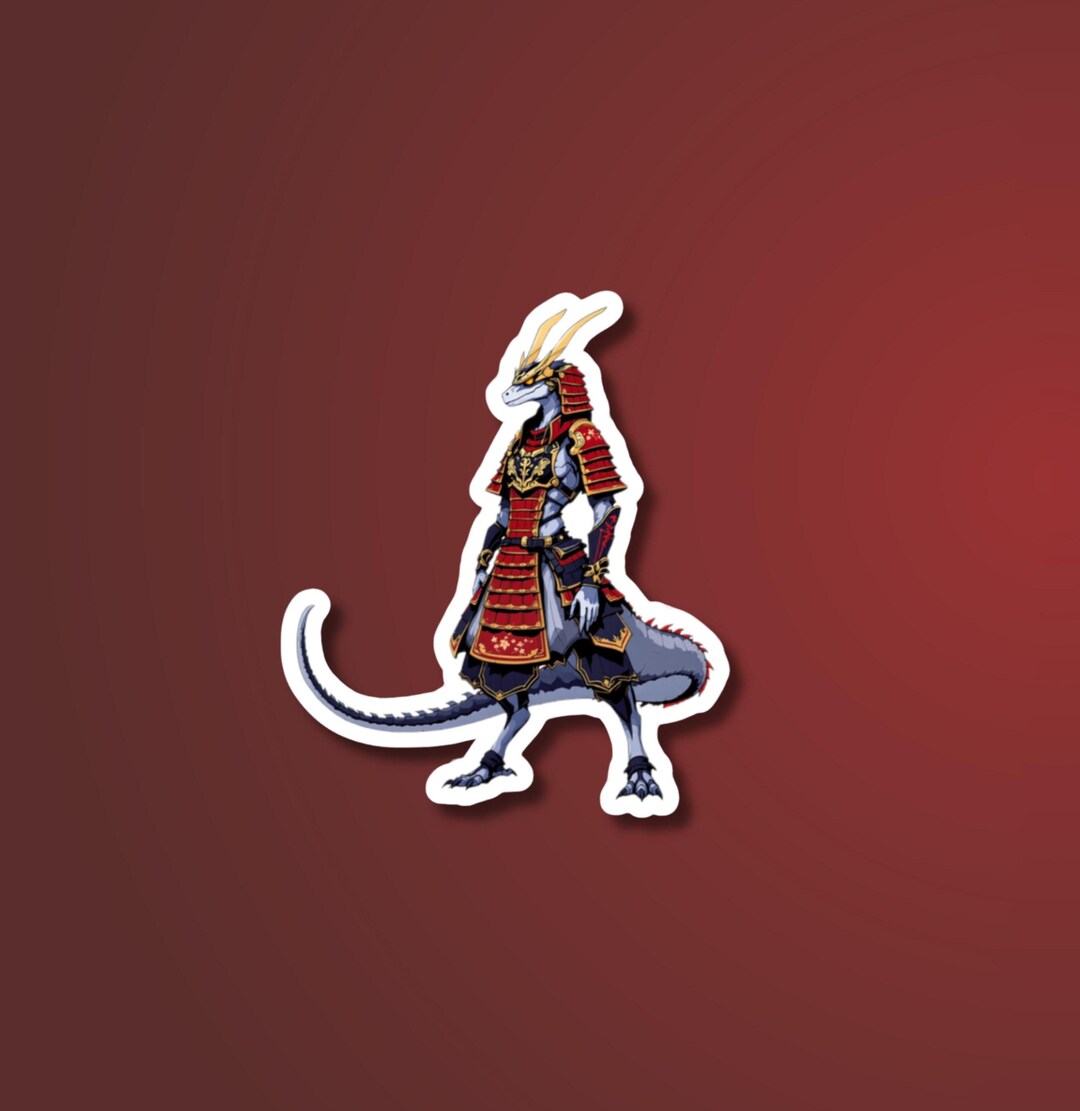 Samurai Raptor Sticker Female Dinosaur Warrior Vinyl Decal Epic Samurai ...