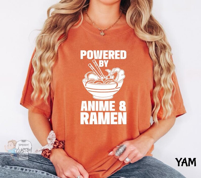 Powered by Anime and Ramen Shirt, Cute Japanese Streetwear Tee, Comfort ...