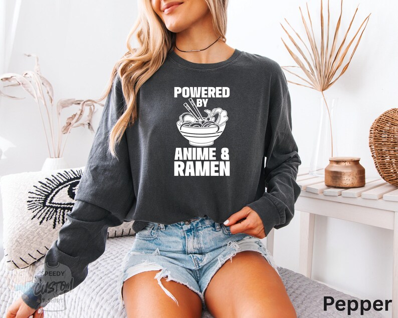 Powered by Anime and Ramen Shirt, Cute Japanese Streetwear Tee, Comfort ...