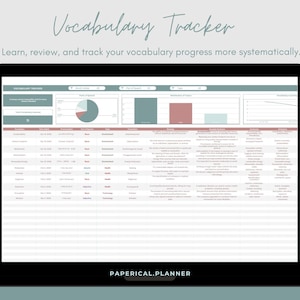 Digital Vocabulary Tracker: Google Sheets Language Learning - Etsy