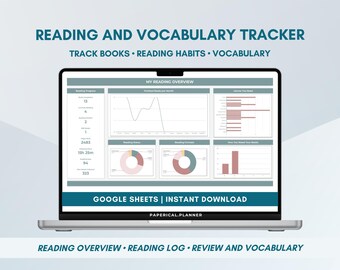 Google Sheets Reading Journal | Book Tracker Spreadsheet for Language ...
