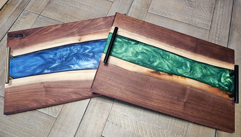 Luxury Handmade Charcuterie Board - Black Walnut Resin River Tray ...
