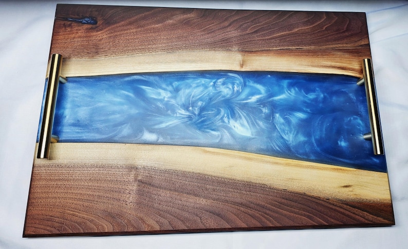 Luxury Handmade Charcuterie Board - Black Walnut Resin River Tray ...