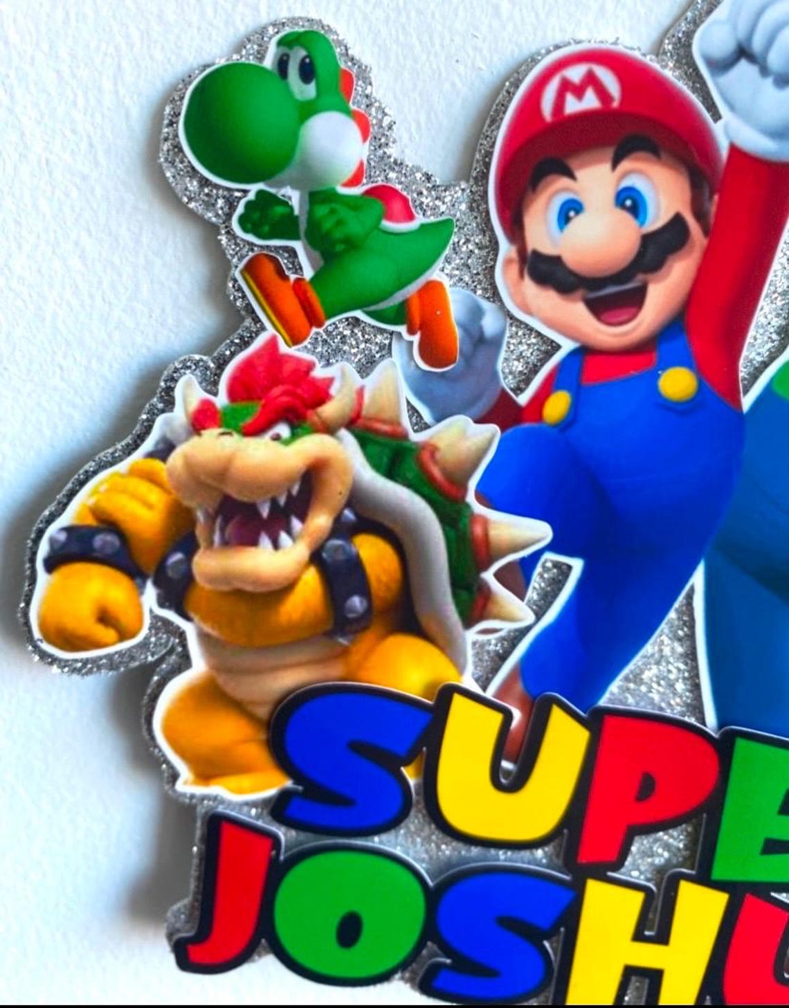 Super Mario Inspired Cake Topper Personalised Name and Age Clear Stick ...