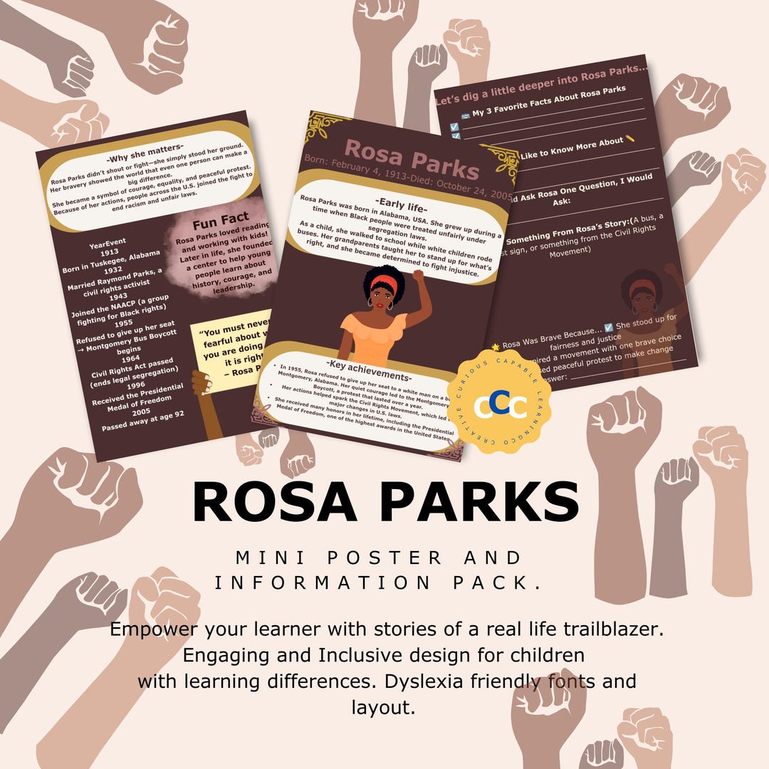 Rosa Parks Poster & Worksheet Pack | Printable Civil Rights History ...