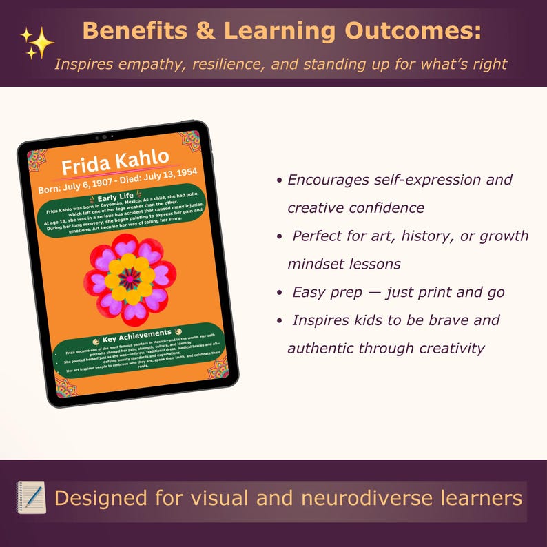 Frida Kahlo Printable Mini Pack: Homeschool Art Activities (PDF ...