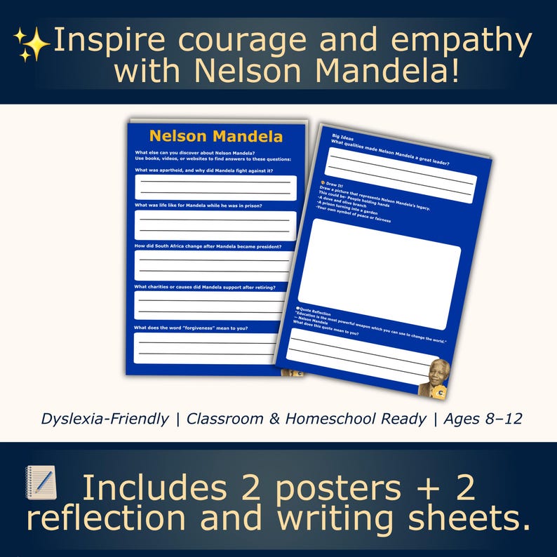 Dyslexia-friendly Nelson Mandela Poster | ADHD History Printable for ...
