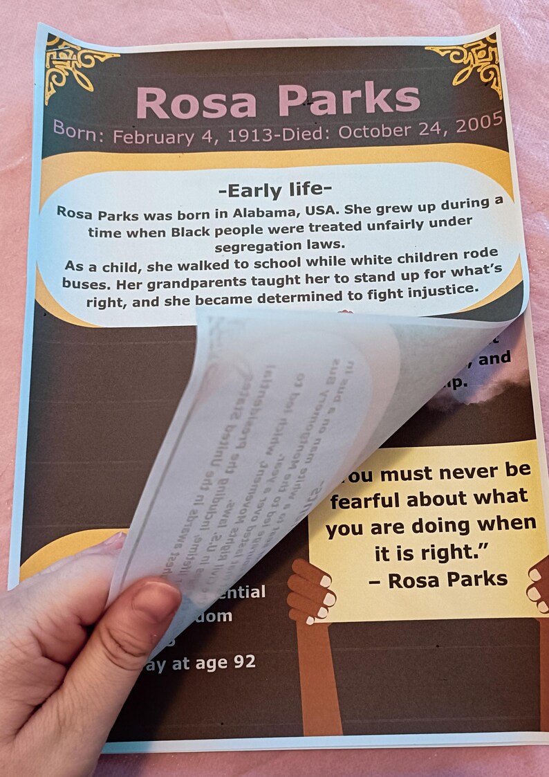 Rosa Parks Poster & Worksheet Pack | Printable Civil Rights History ...