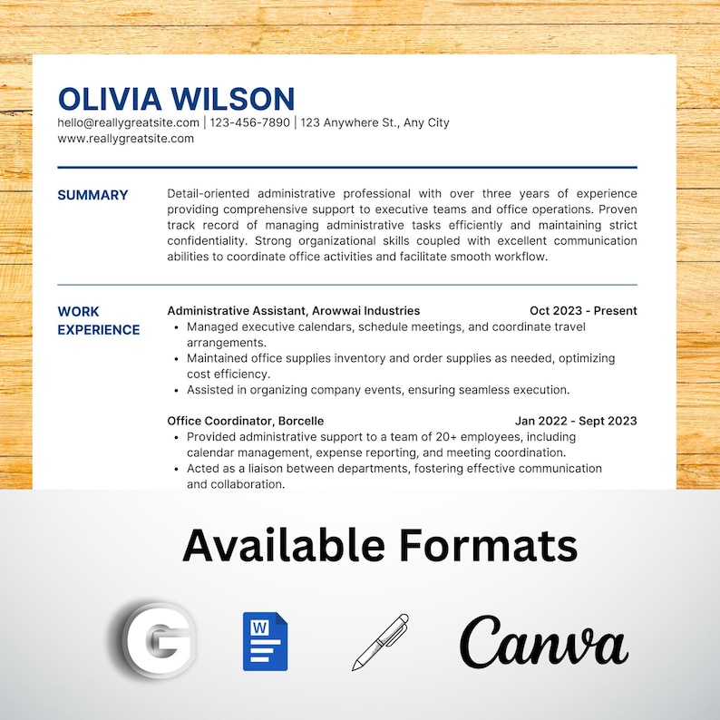 ATS Friendly Resume Template , Editable in Canva, Word, Google Docs ...