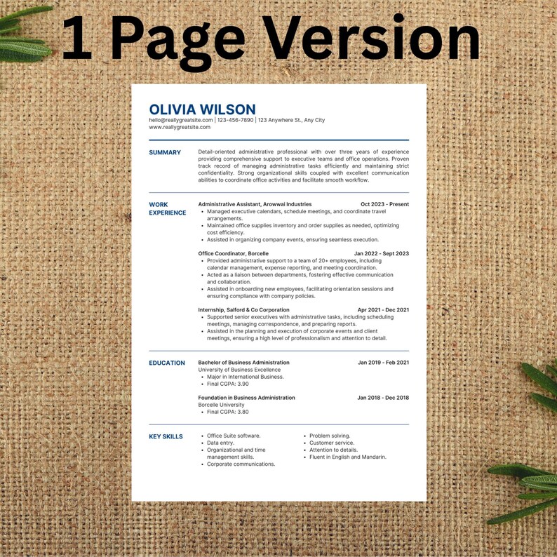ATS Friendly Resume Template , Editable in Canva, Word, Google Docs ...