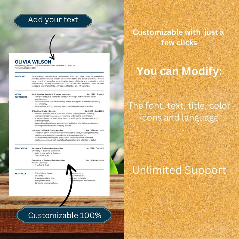 ATS Friendly Resume Template , Editable in Canva, Word, Google Docs ...