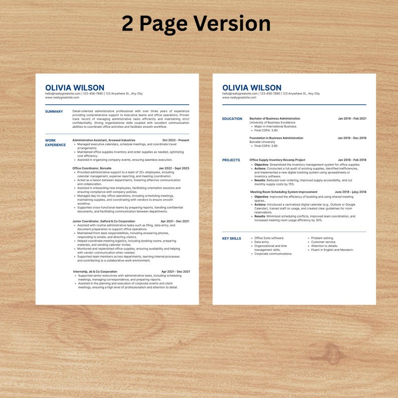 ATS Friendly Resume Template , Editable in Canva, Word, Google Docs ...