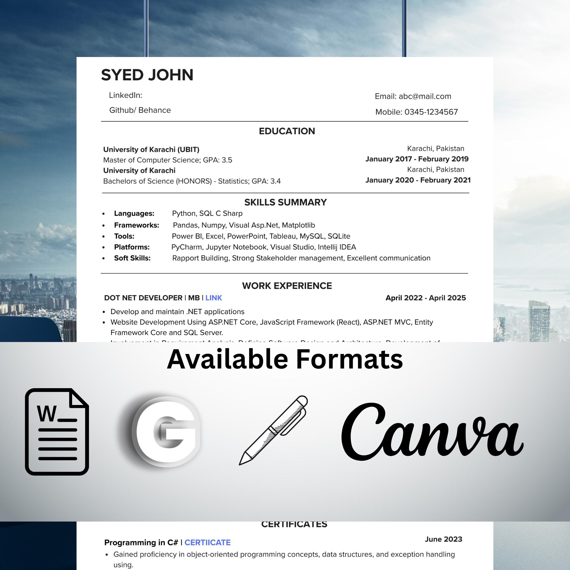 ATS Resume Template: Modern CV, Cover Letter, References (word, Google ...