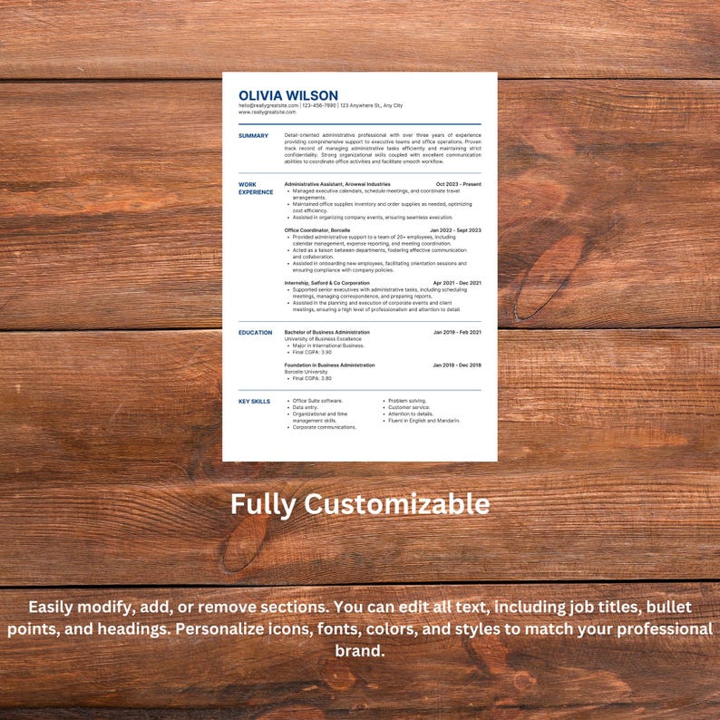 ATS Friendly Resume Template , Editable in Canva, Word, Google Docs ...