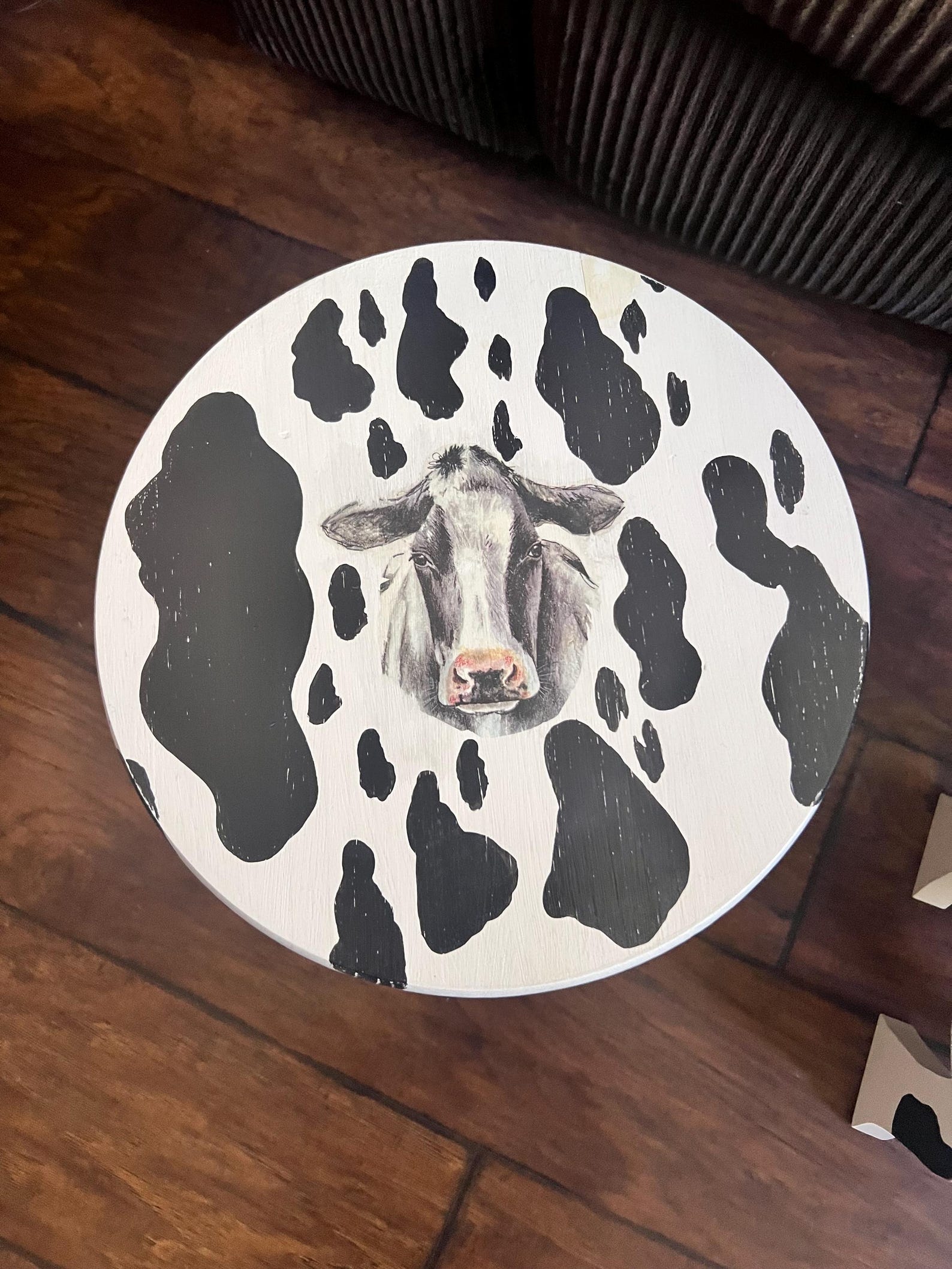 Cow Print Stool - Etsy